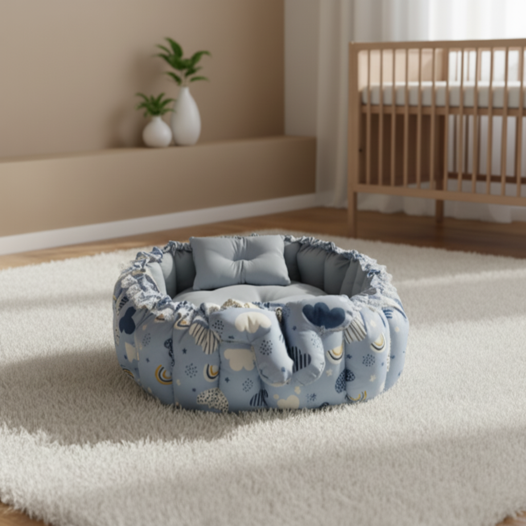 Oval Baby Nest – Sky Blue – Luly Baby