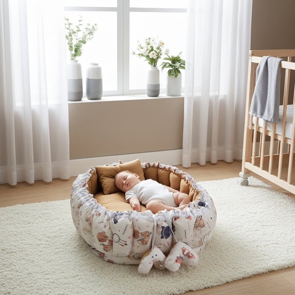 Oval Baby Nest - Dreamy Bear – Luly Baby